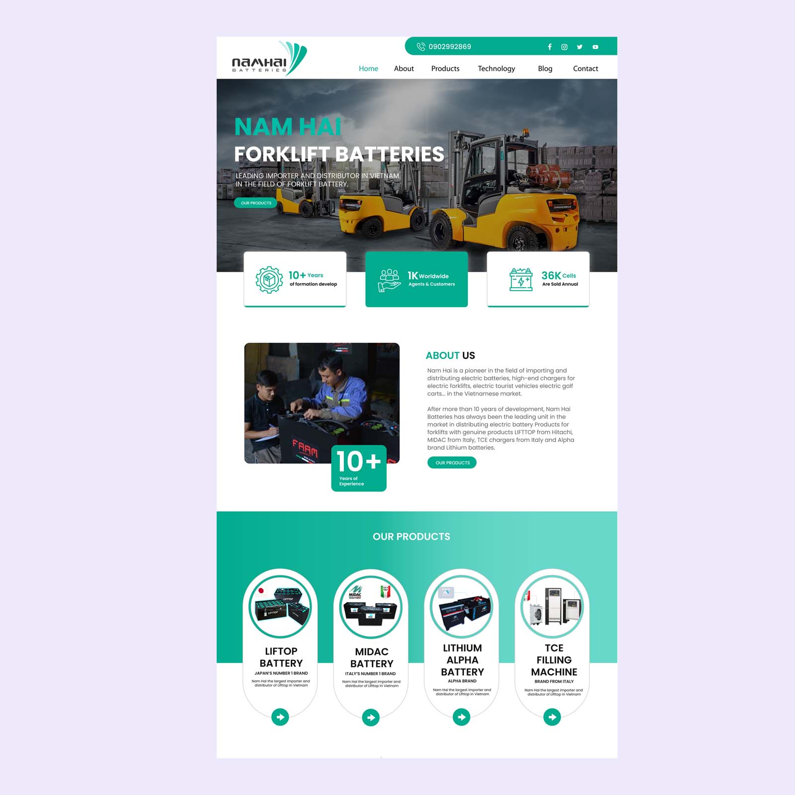 Forklift Battery Manufacturer Wordpress Website - Designing Geeks